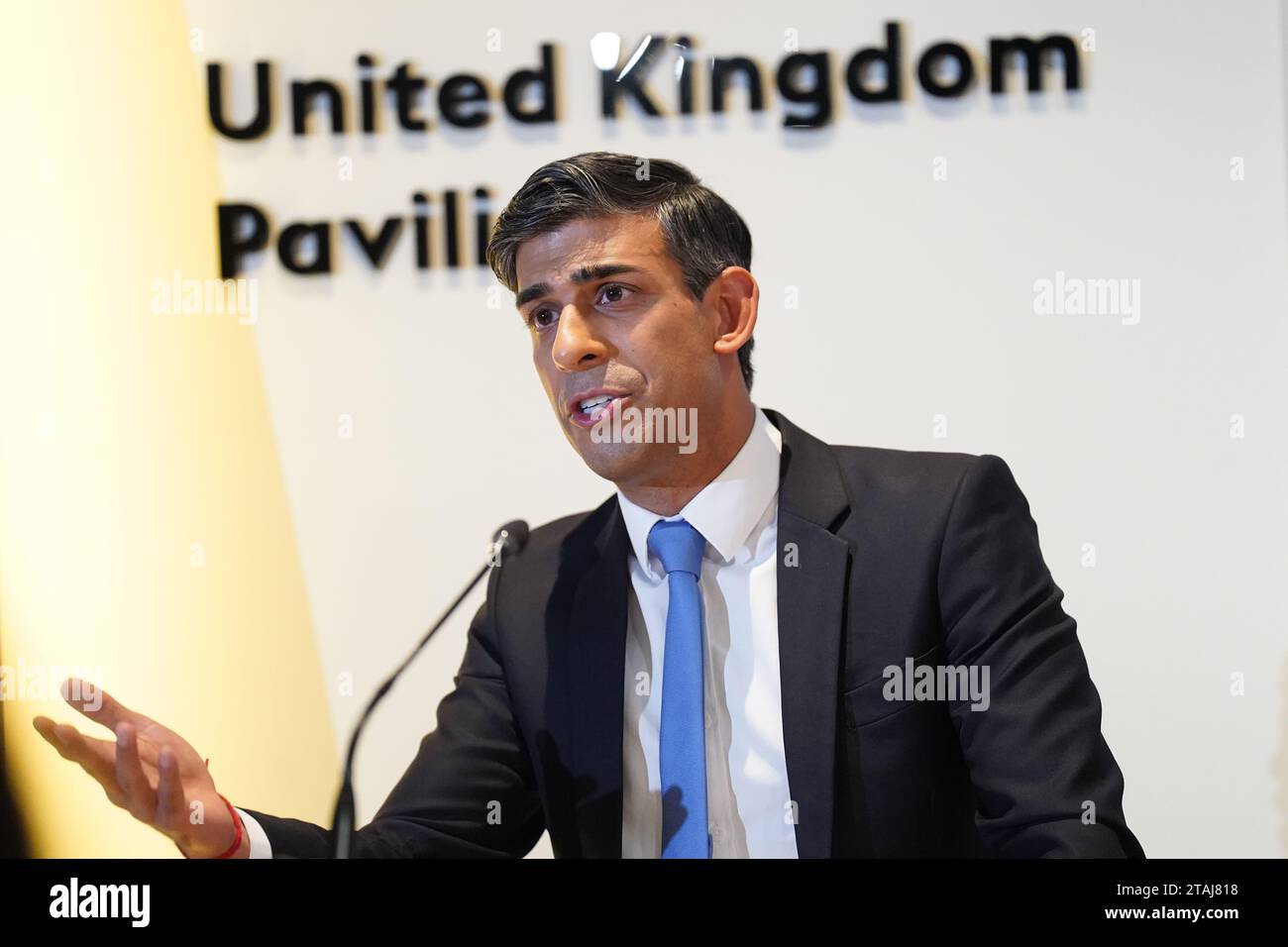 Prime Minister Rishi Sunak speaking to the media during a press ...