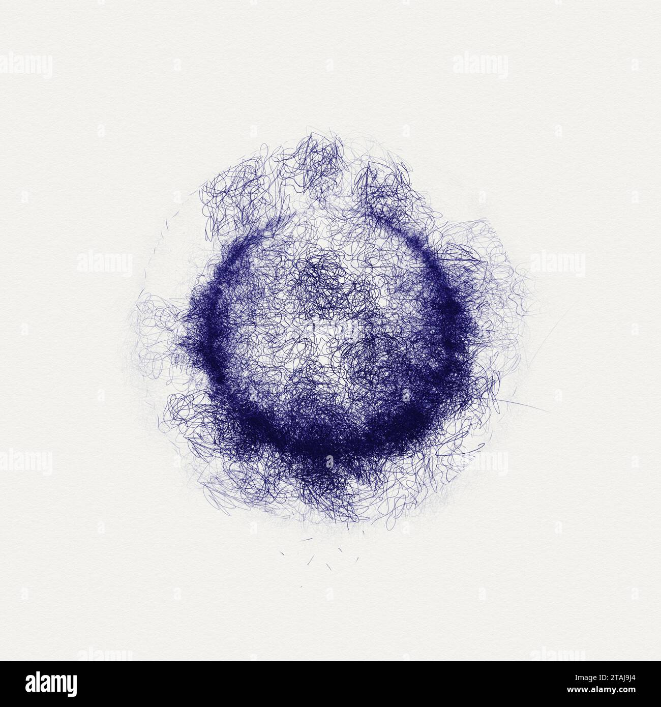 Abstract blue circle drawn with pen isolated on white background. High ...