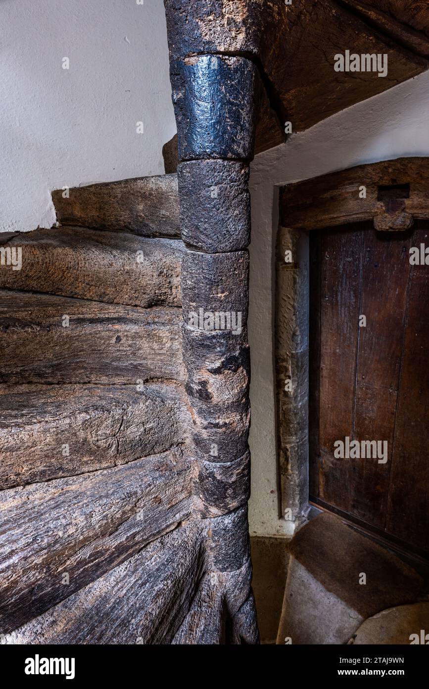 Spiral oak staircase dating from 15th century at Wolfeton House, Dorset ...