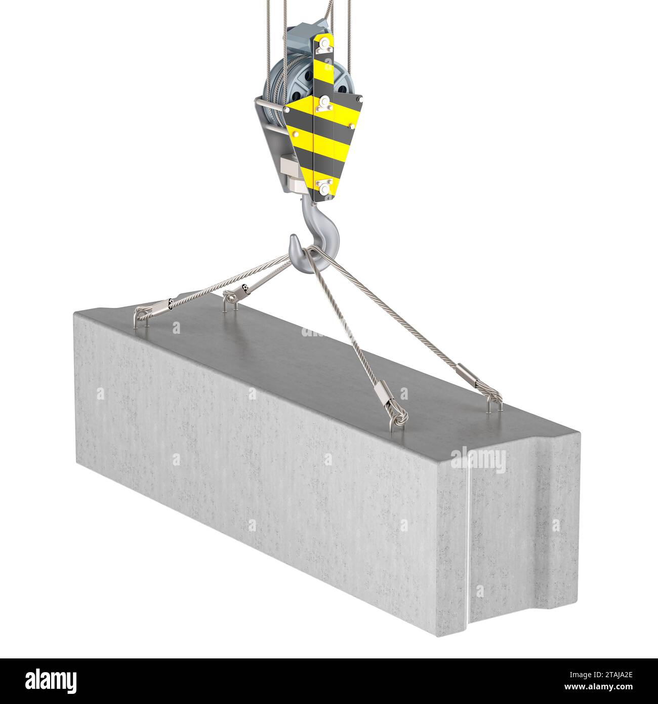 Crane Hook with Foundation Concrete Block. 3D rendering isolated on ...