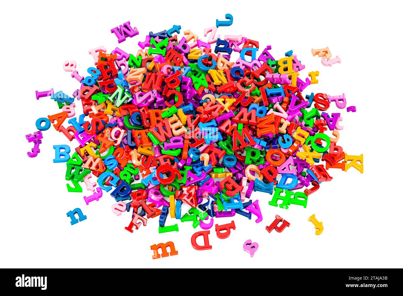 Heap of colored letters, 3D rendering isolated on white background ...
