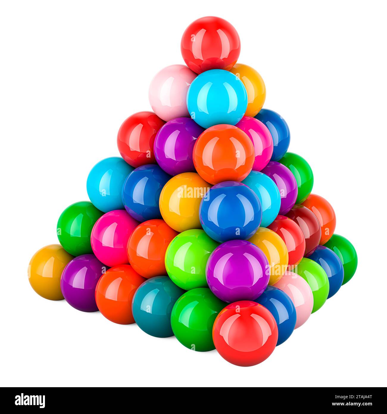 Pyramid from colored balls. 3D rendering isolated on white background ...