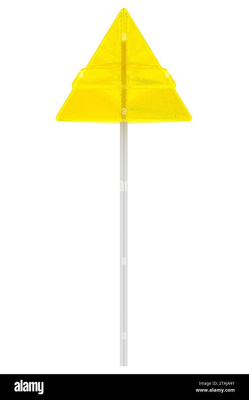 Yellow Triangle Lollipop, 3D rendering isolated on white background ...