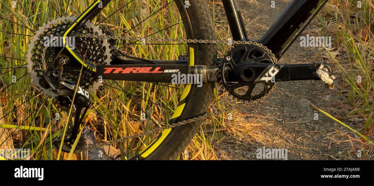 Close up Sram X0 Eagle mountain bike drive train in Surabaya, Indonesia ...