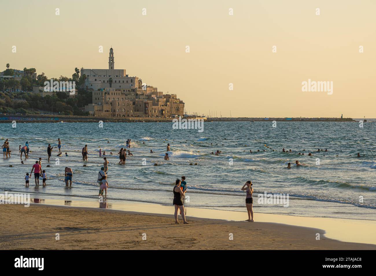 Scenic view of Jaffa beach in Israel at sunset Stock Photo - Alamy