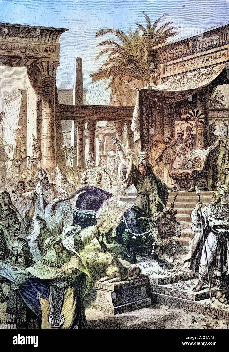 Der Perserkönig Kambyses tötet den heiligen Stier Apis, Kambyses II ...