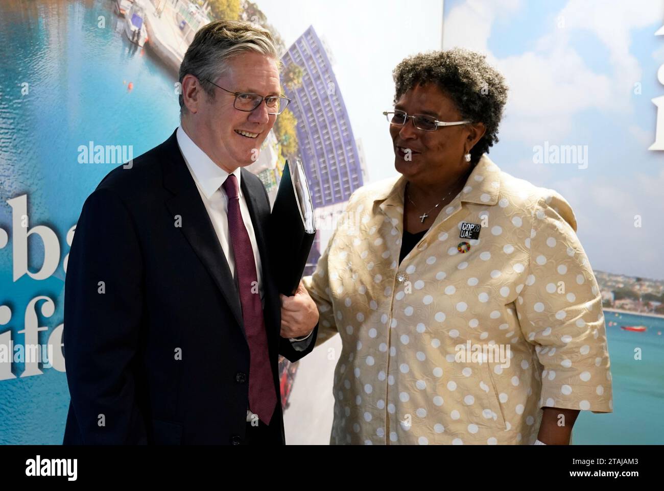 Labour leader Sir Keir Starmer meets with Mia Mottley, Prime Minister ...