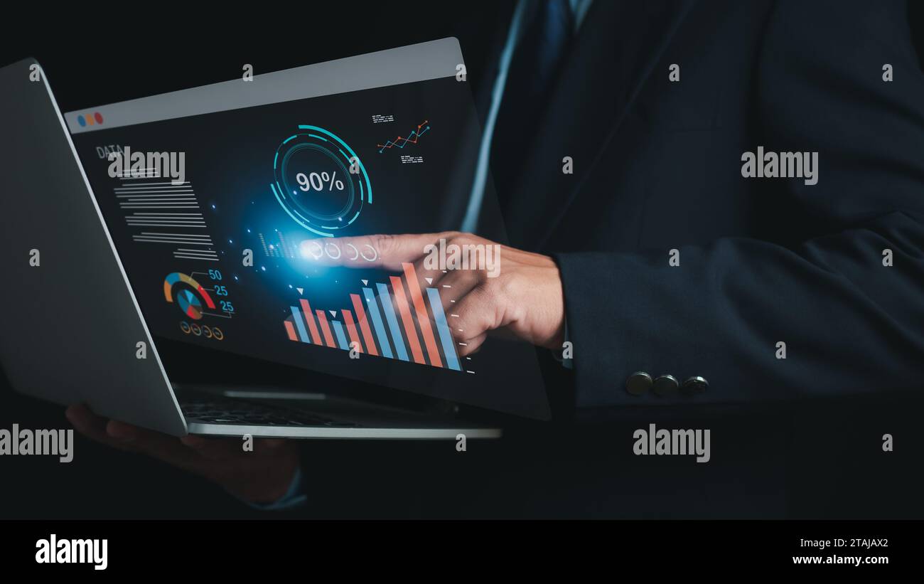 Data analysis concept. businessman analyze and visualize complex ... Data analysis concept. businessman analyze and visualize complex ...