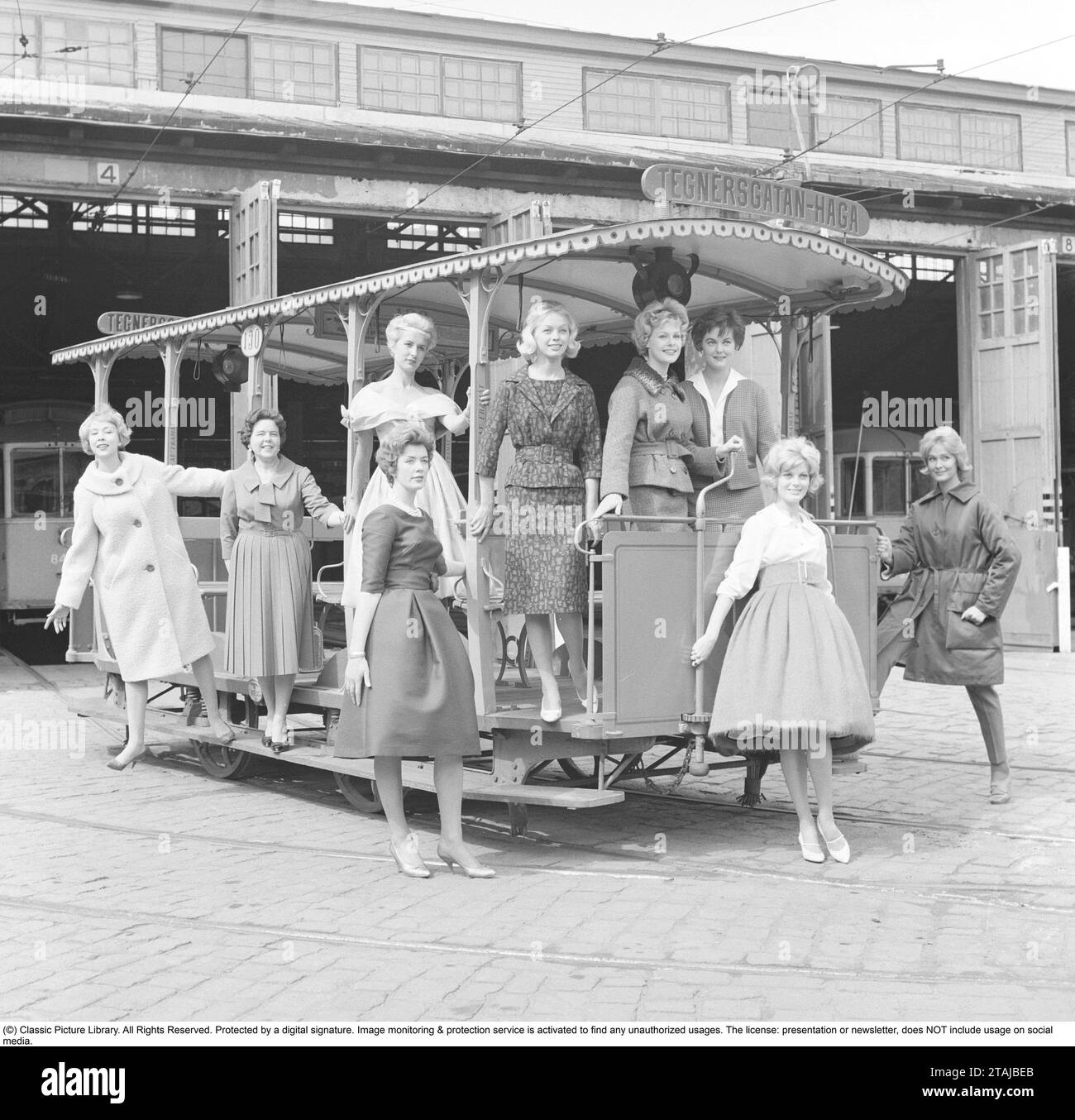 Fashion in the 1950s. Female models wearing the typical fashion of the ...