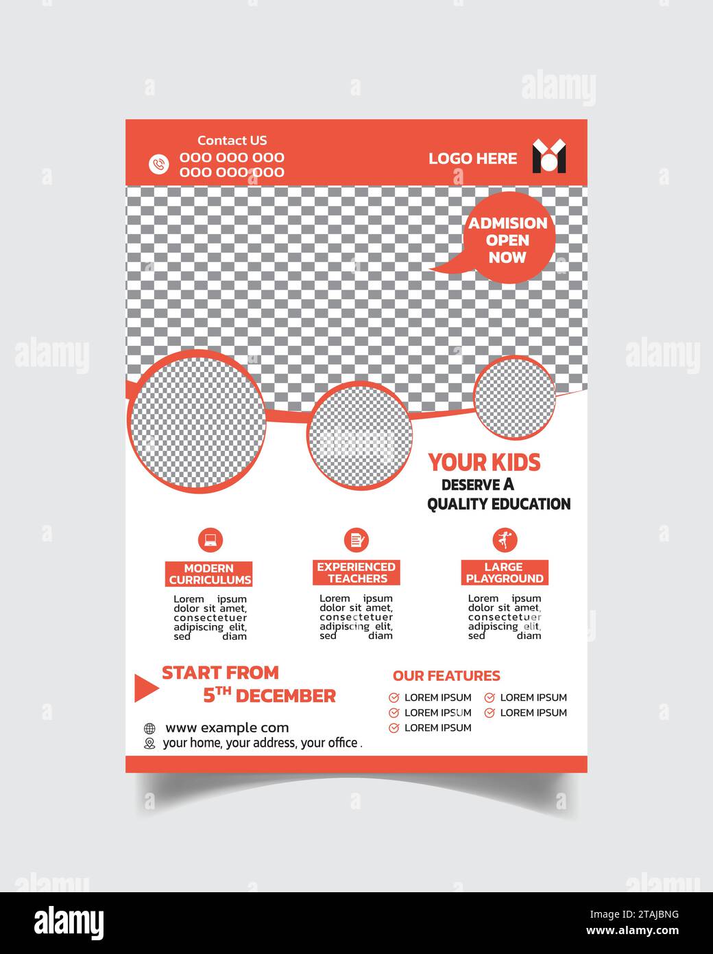 Pre-School and Education Flyer Template Design or School Admission ...