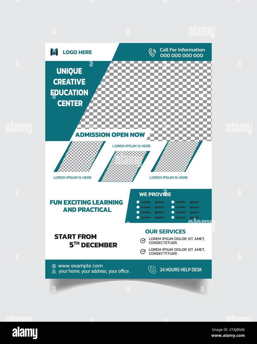 Education Flyer Template Design or Creative School Leaflet A4 Stock ...