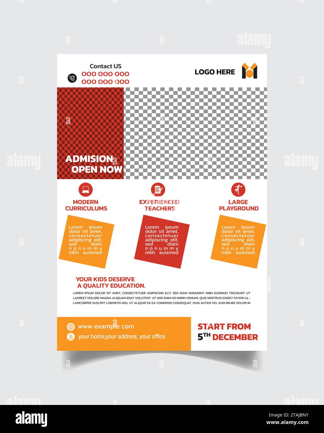 School and Education Flyer Template Design or Study Leaflet Stock ...