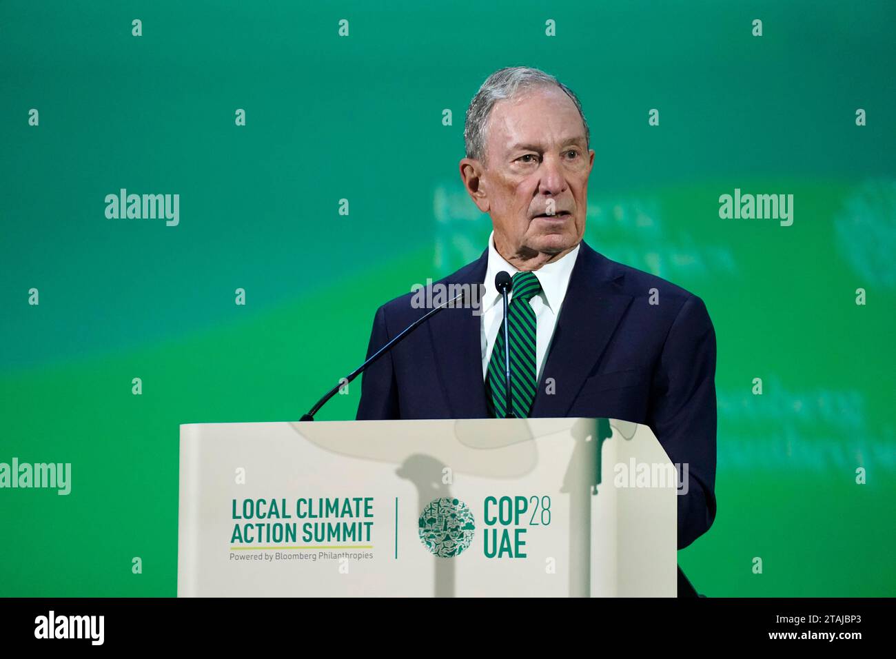 Michael Bloomberg, former mayor of New York, speaks during a session at the COP28 U.N. Climate ...