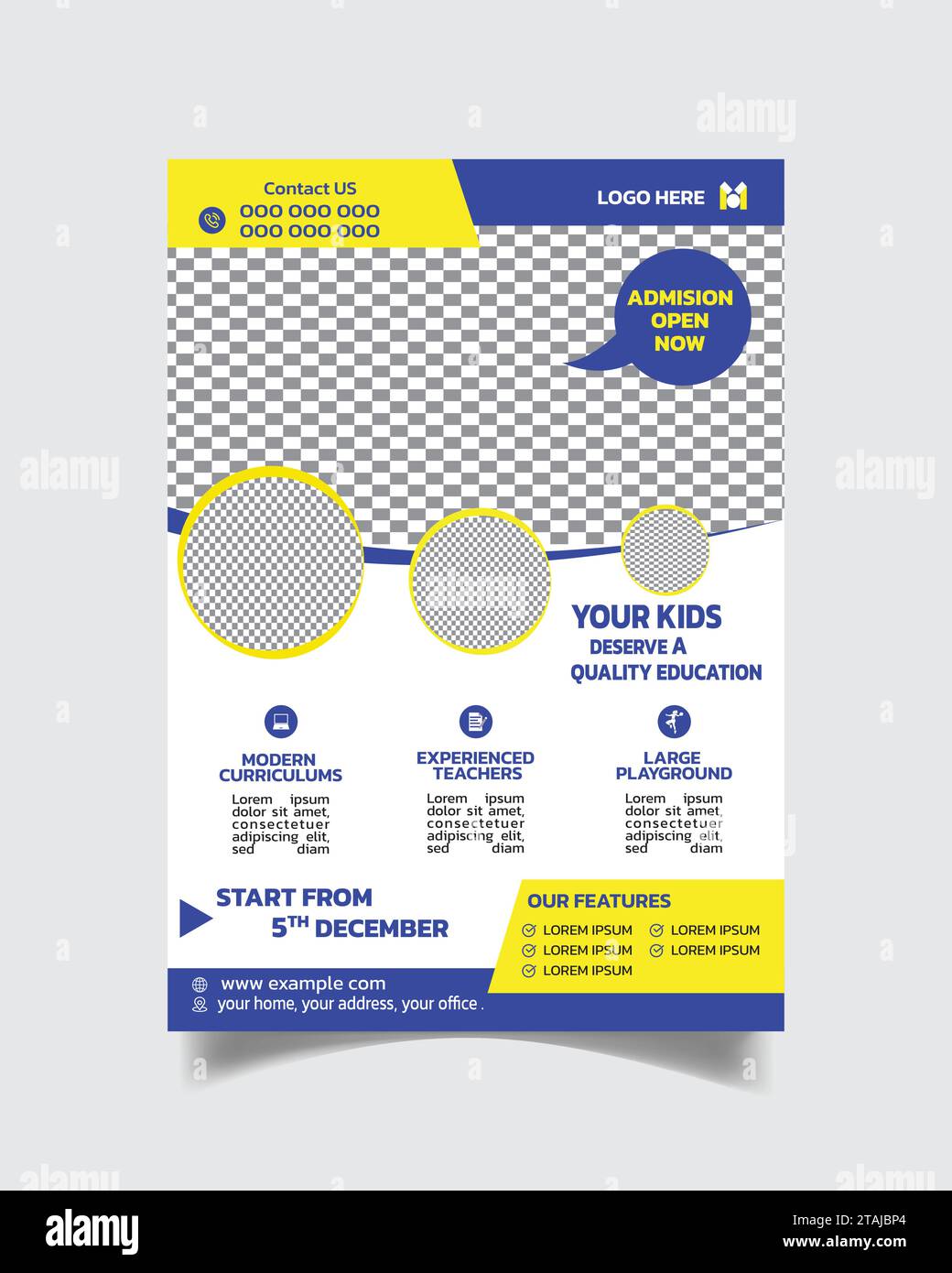 Modern Education Flyer Template or School Admission Leaflet A4 Stock ...