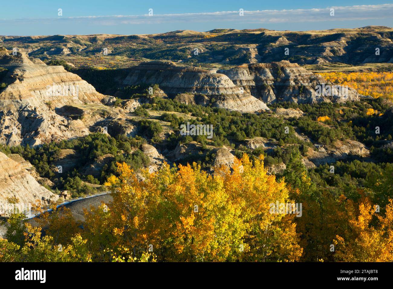 Badlands view above Little Missouri River, Theodore Roosevelt National ...