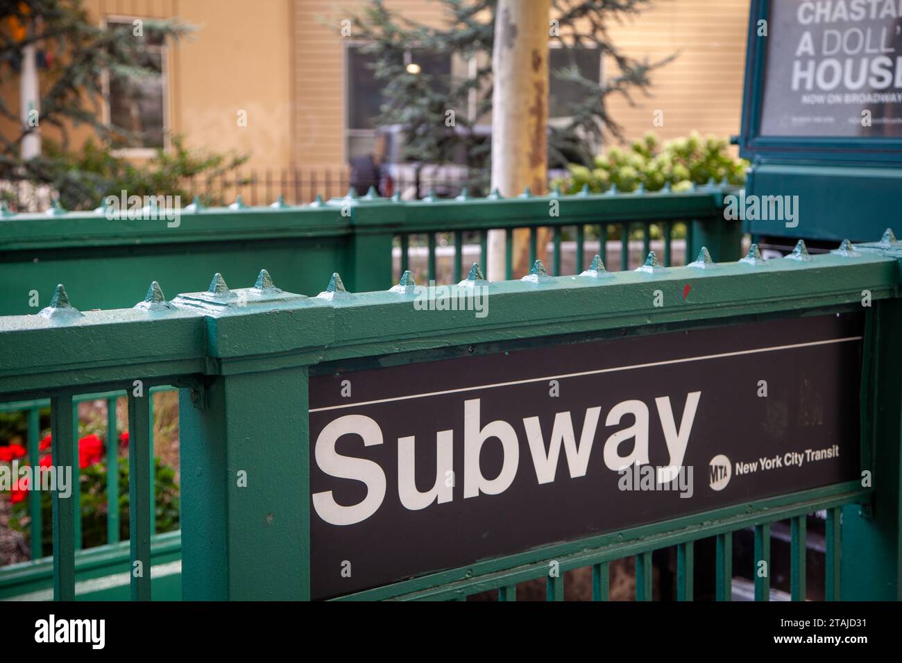 Spikes on subway railing to deter people from sitting Stock Photo - Alamy