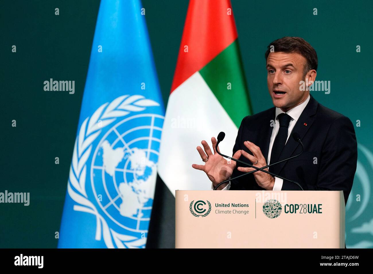 France President Emmanuel Macron speaks during a plenary session at the ...