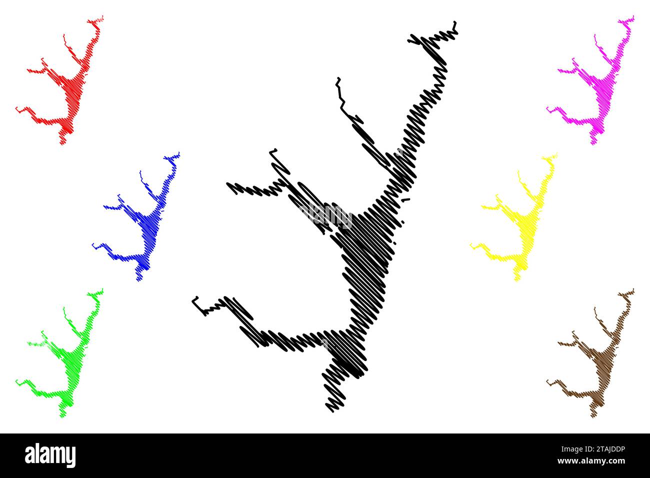 Lake Te Anau (New Zealand, Oceania, South Island) map vector ...