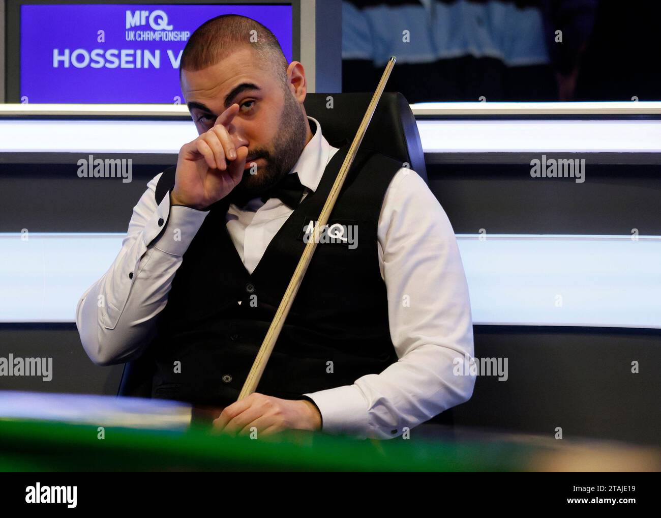 Hossein Vafaei during his match against Zhang Anda (not pictured) on ...