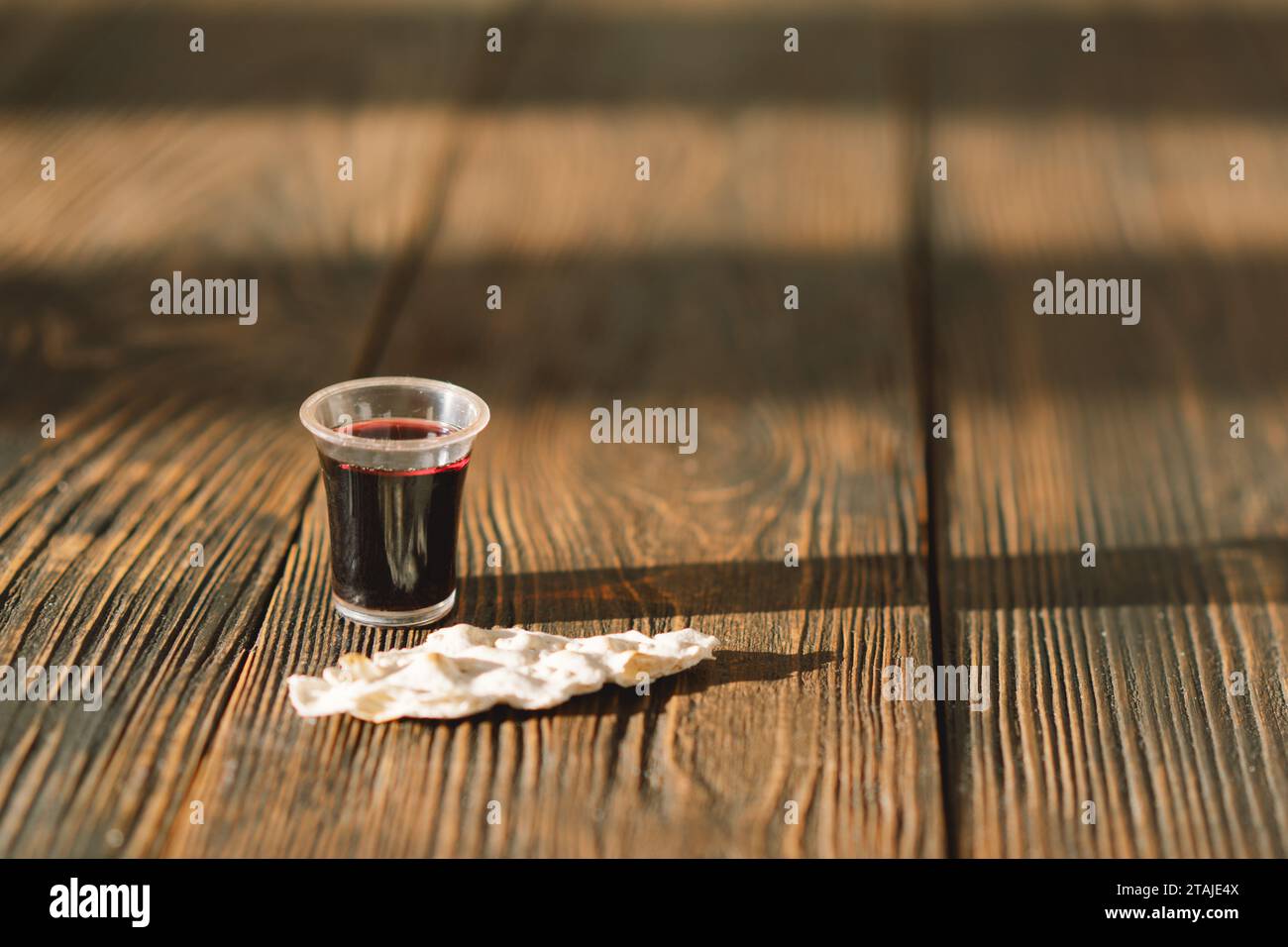 Communion. Religious tradition of breaking bread. Bread and wine Stock ...