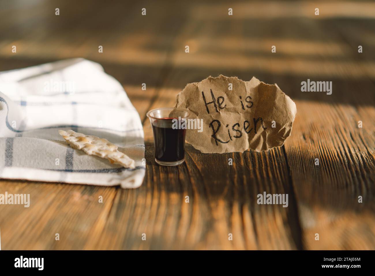 Communion. Religious tradition of breaking bread. Bread and wine Stock ...