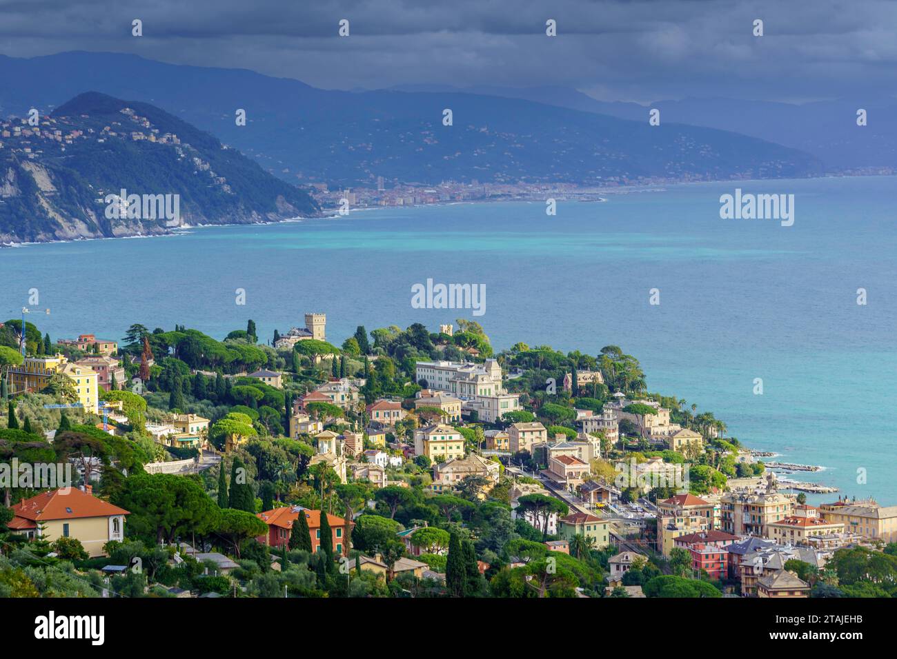 The Ligurian city of Rapallo seen from above Stock Photo - Alamy