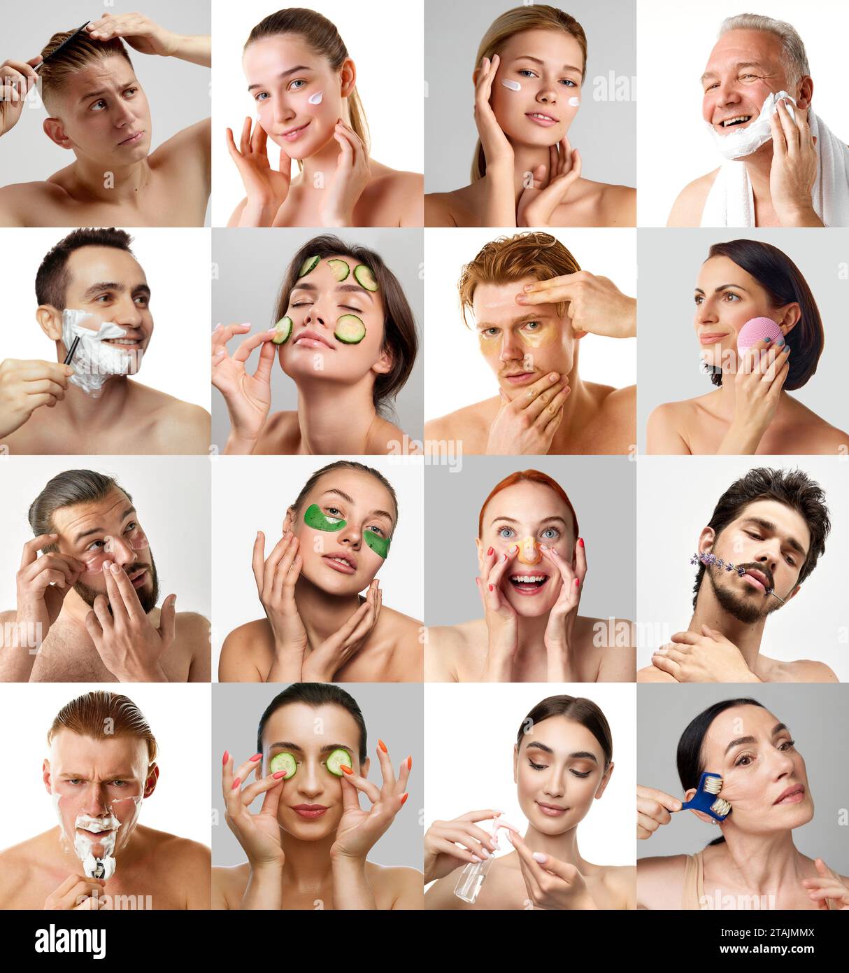 Skincare treatment. Collage made of portraits of different aged woman ...