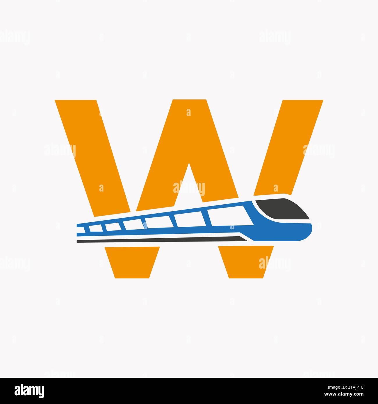 Train Logo On Letter W, Express Symbol Vector Template Stock Vector ...