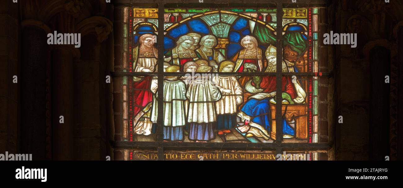 Visitation and inspection of Lincoln cathedral by Willielm: stained ...