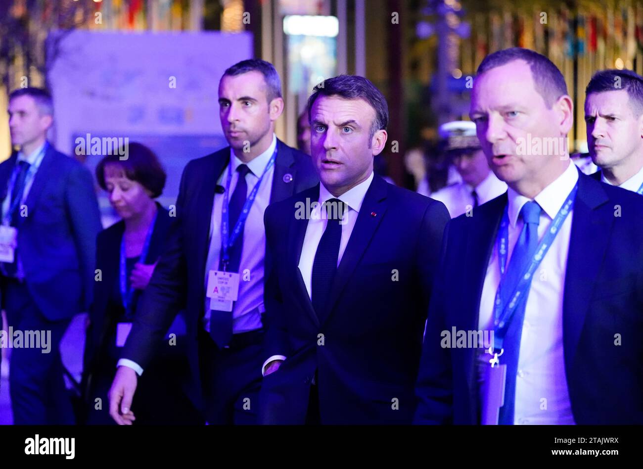 French president Emmanuel Macron (centre) at the World Climate Action ...