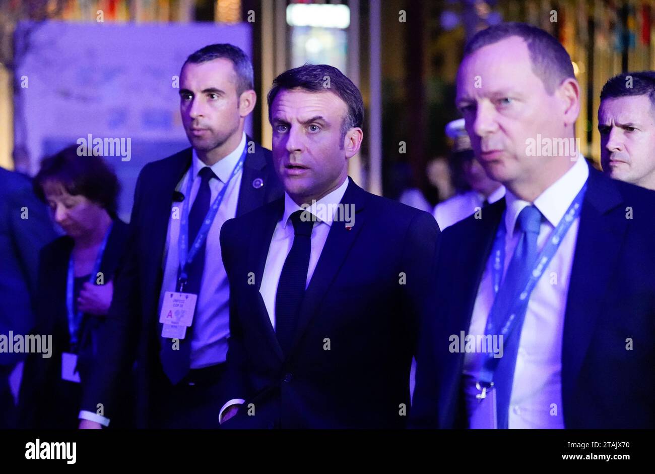 French president Emmanuel Macron (centre) at the World Climate Action ...
