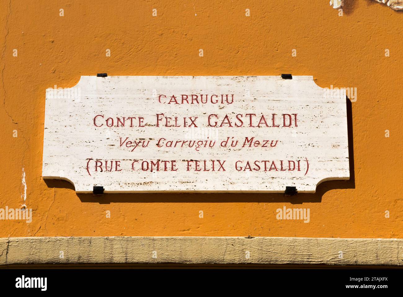 Street sign / road signs on Carrugiu Rue Comte Felix GASTALDI / Conte ...