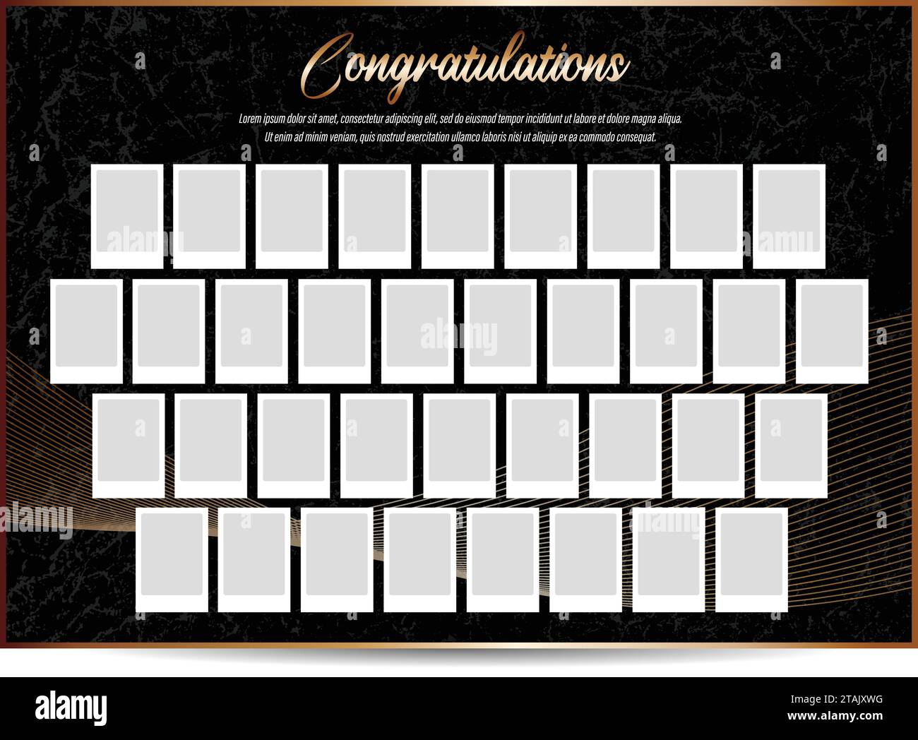 Black And Gold Graduation Photo Frame Mosaic Collage Template On Abstract Textured Background
