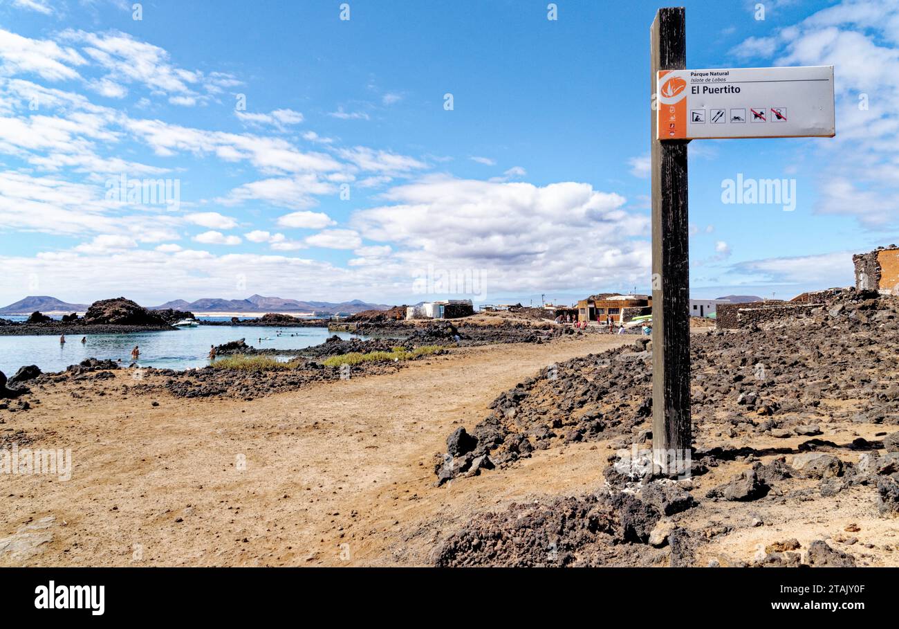 Road through the typical moon like volcanic landscape of the Islote de ...