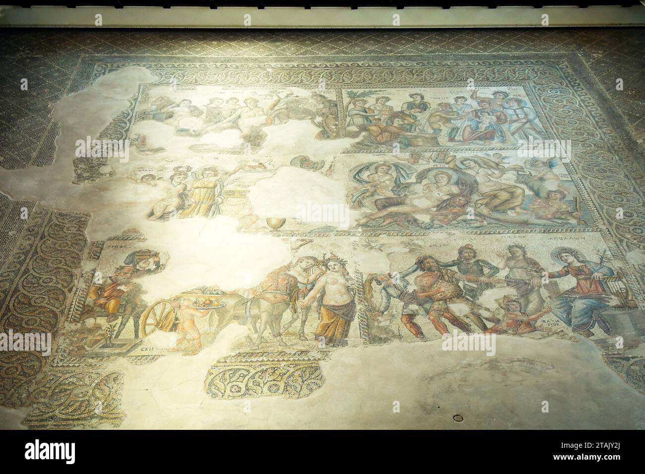 Paphos, Cyprus - October 02, 2023: Great mosaic in the reception hall ...