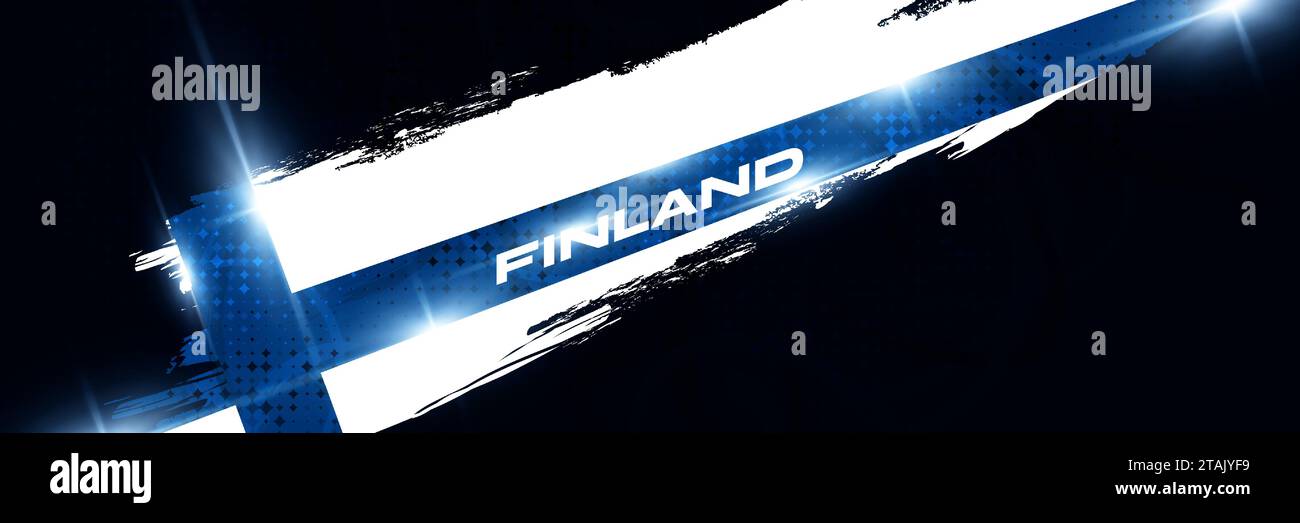 Finland Flag in Brush Paint Style with Glowing and Halftone Effect ...