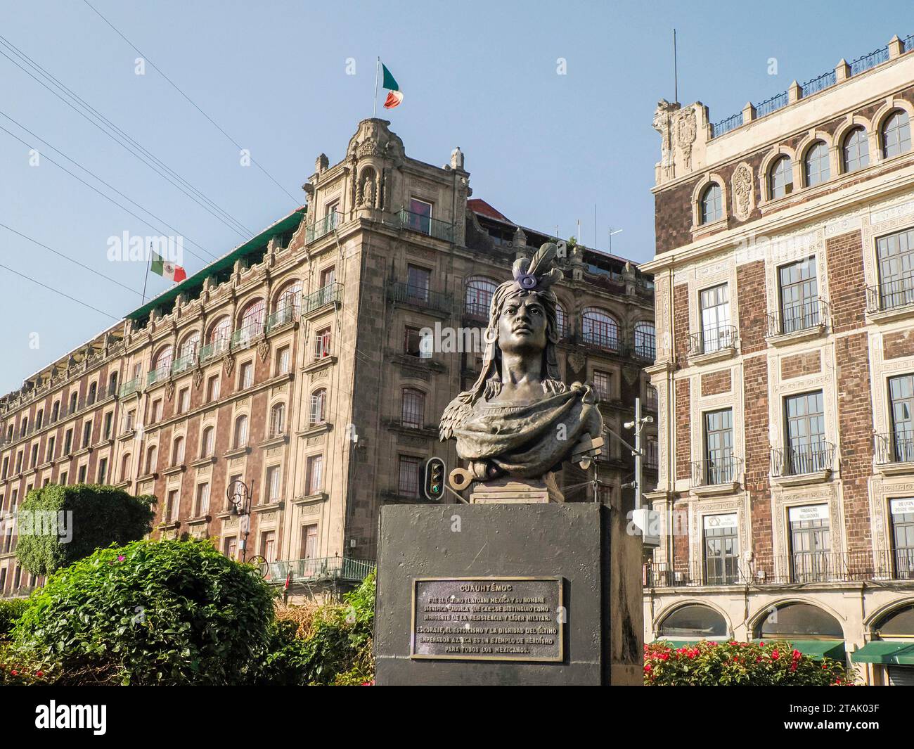 Cuauhtemoc monument statue in Zocalo ciudad de mexico, mexico city ...