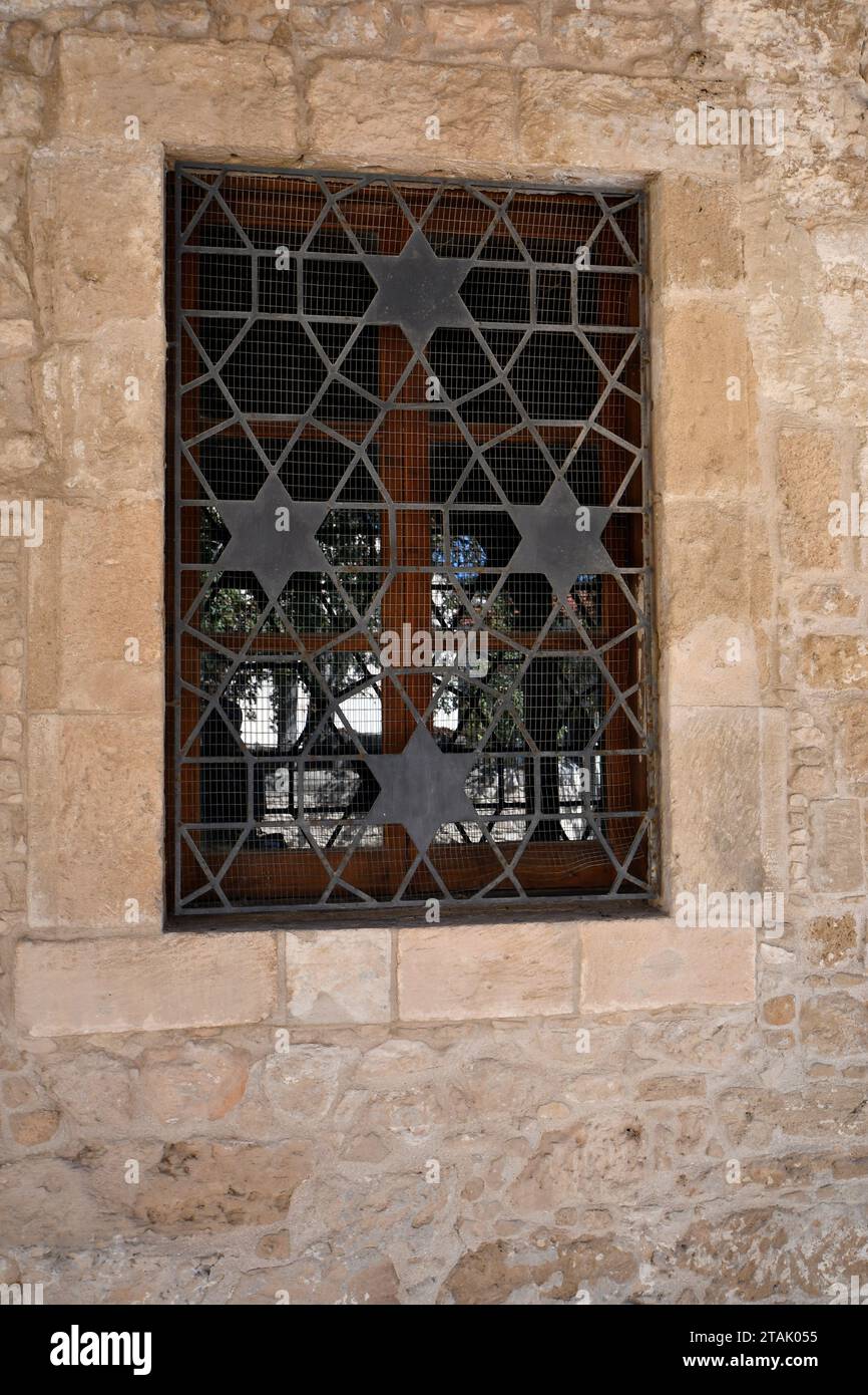 Cyprus, barred windows of Agia Sophia Mosque in old town of Paphos aka ...