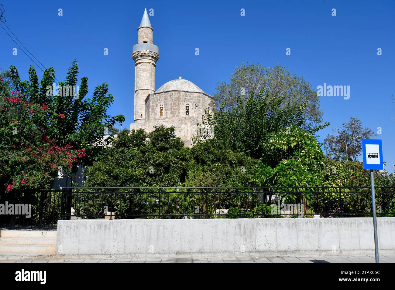 Cyprus, Agia Sophia Mosque and bus station in old town of Paphos aka ...