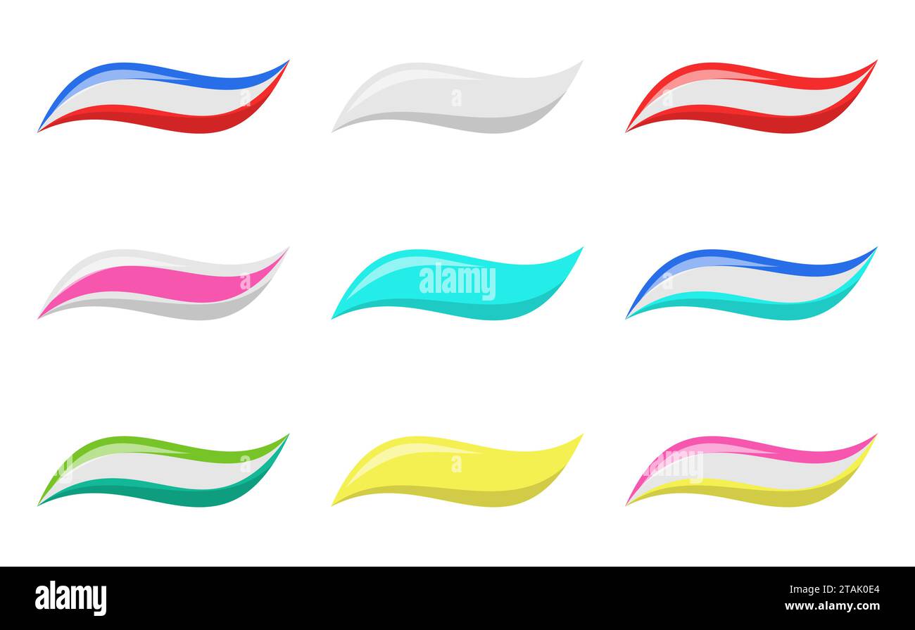 Set of different colors of toothpaste isolated on white background ...