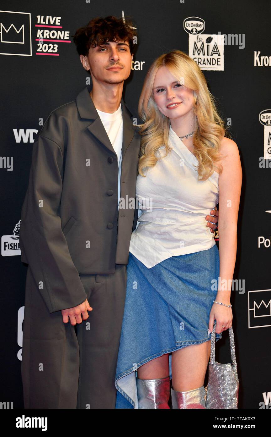 Lukas Rieger und Lena Marie Ochmanczyk bei der 24. Verleihung der 1Live Krone 2023 im ...