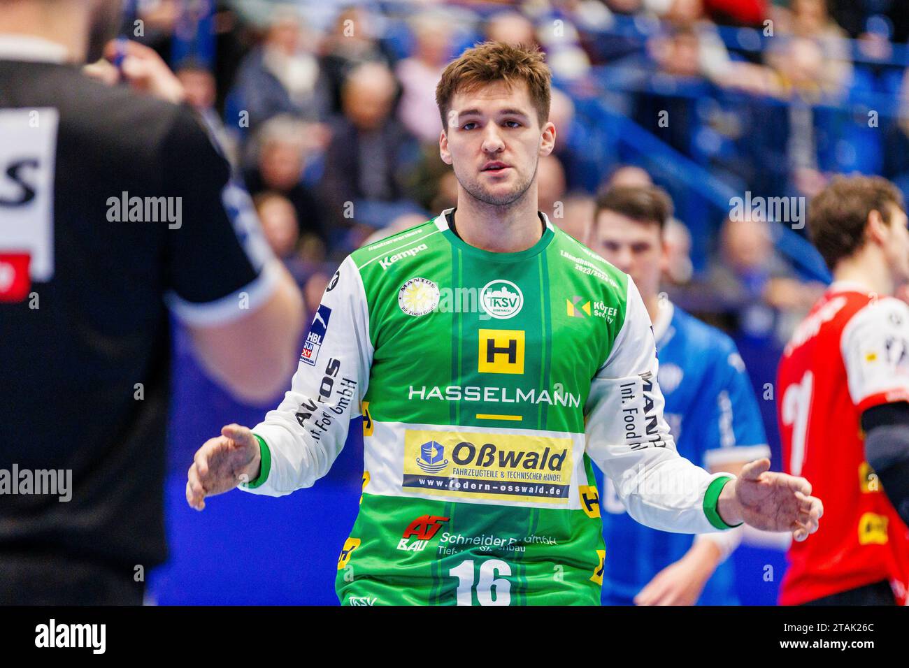 Lemgo, Deutschland. 30th Nov, 2023. Mateusz Kornecki (ThSV Eisenach, #16) GER, TBV Lemgo Lippe ...