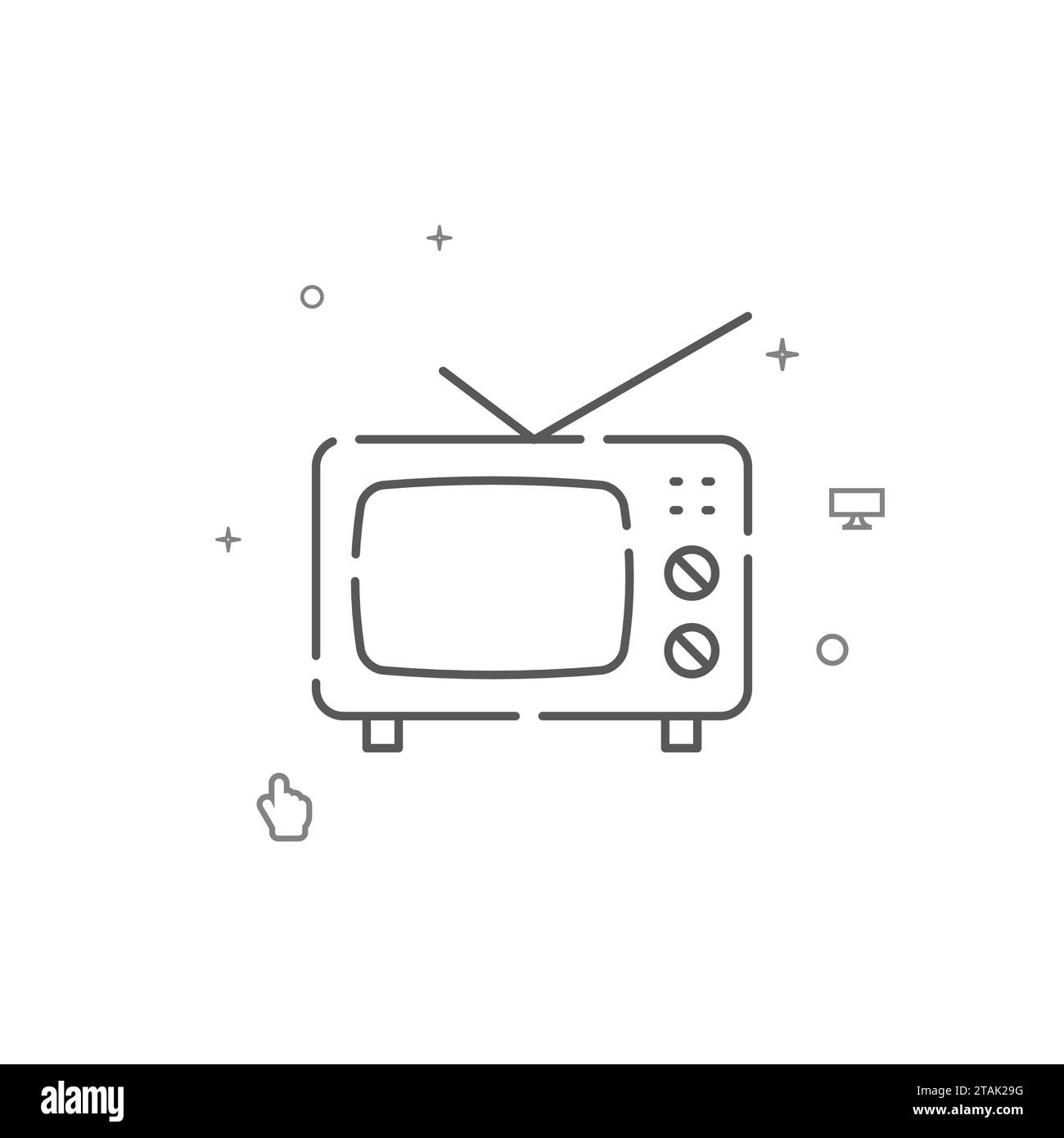Old TV simple vector line icon. Symbol, pictogram, sign isolated on ...