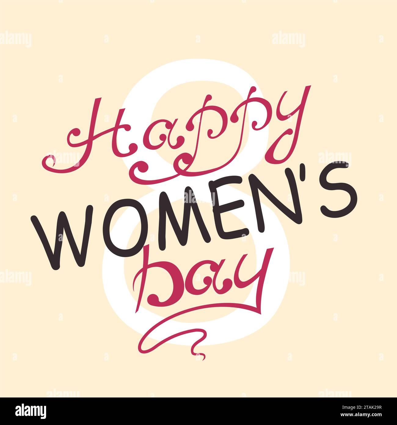 International Womens Day Text 8 March For Celebration Greeting Card Design Happy Womens Day