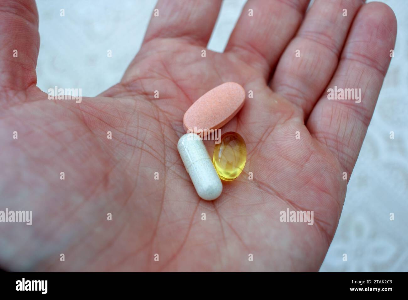 supplements in the palm of my hand for preventing diseases Stock Photo ...