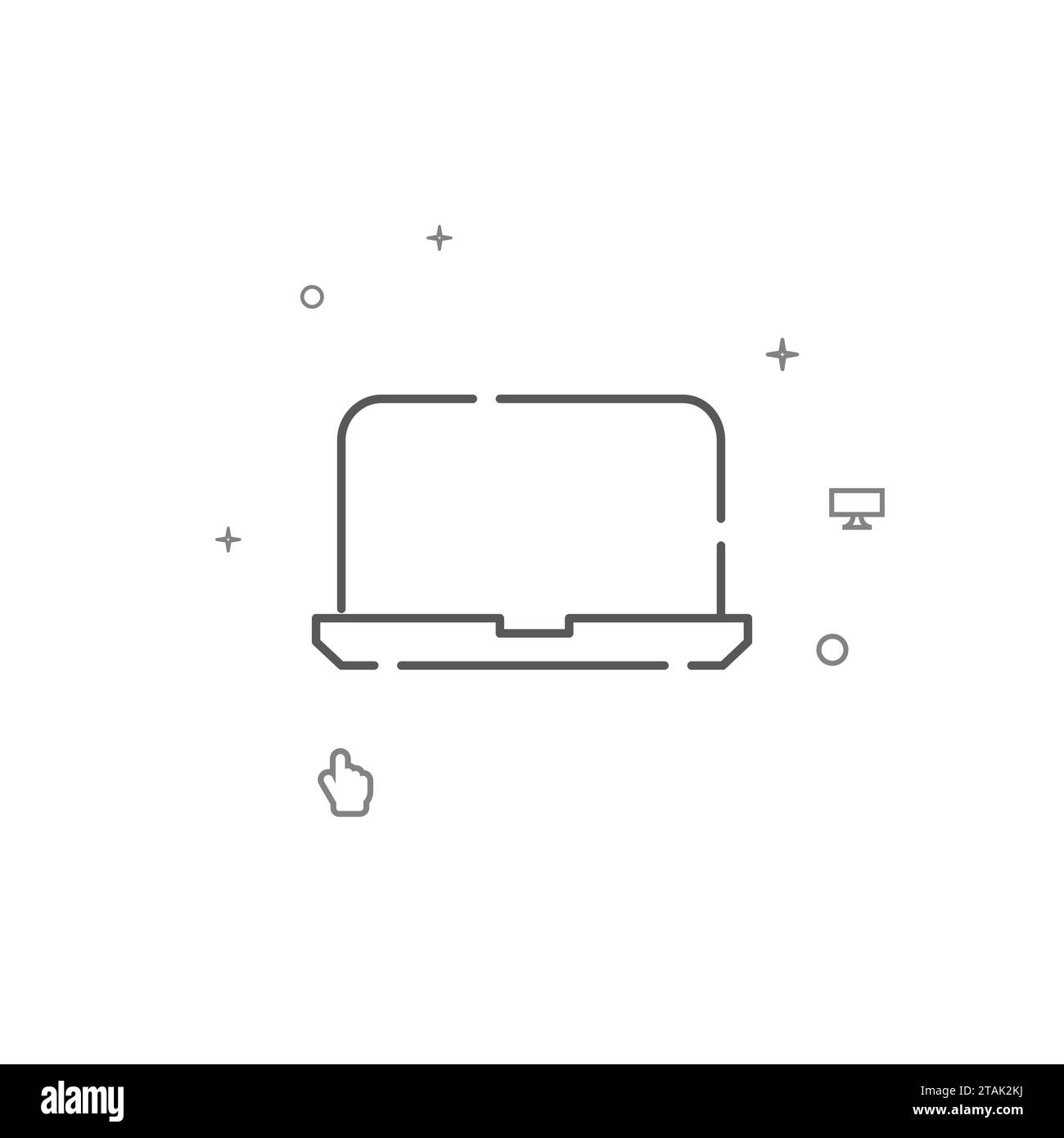 Laptop, computer simple vector line icon. Symbol, pictogram, sign ...