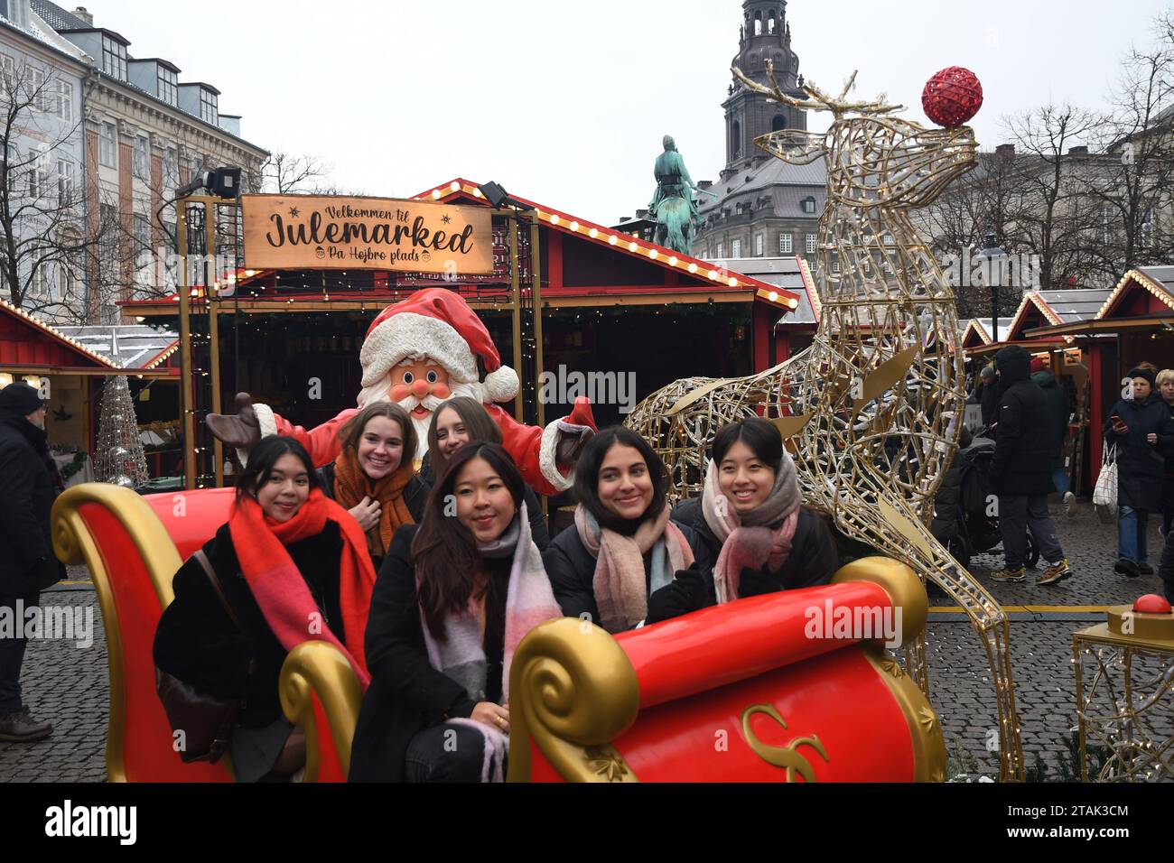 Copenhagen, Denmark /01 December2023/.Visitors at christmas market in ...