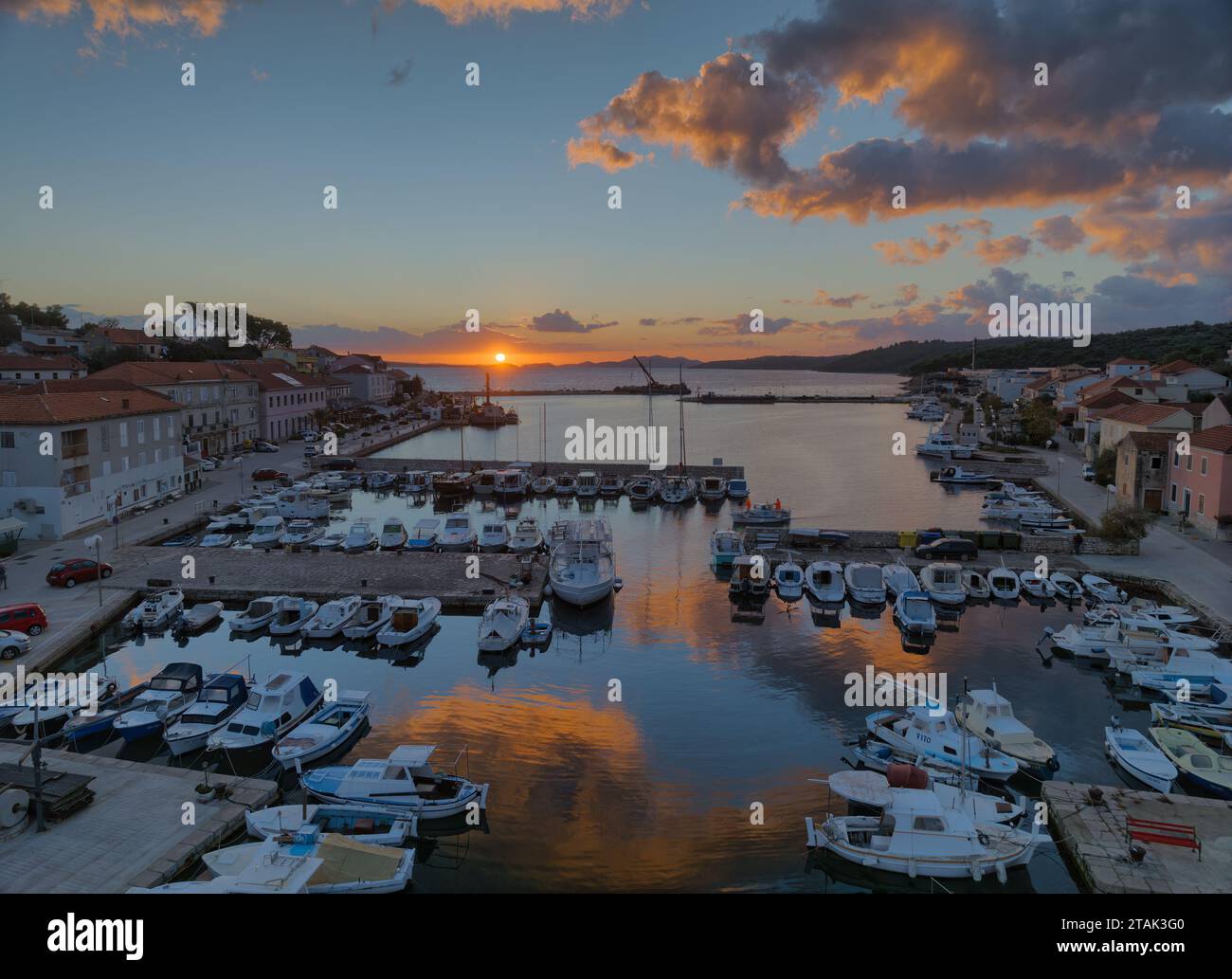 Sunrise Over Sali Harbor, Dugi Otok Stock Photo - Alamy