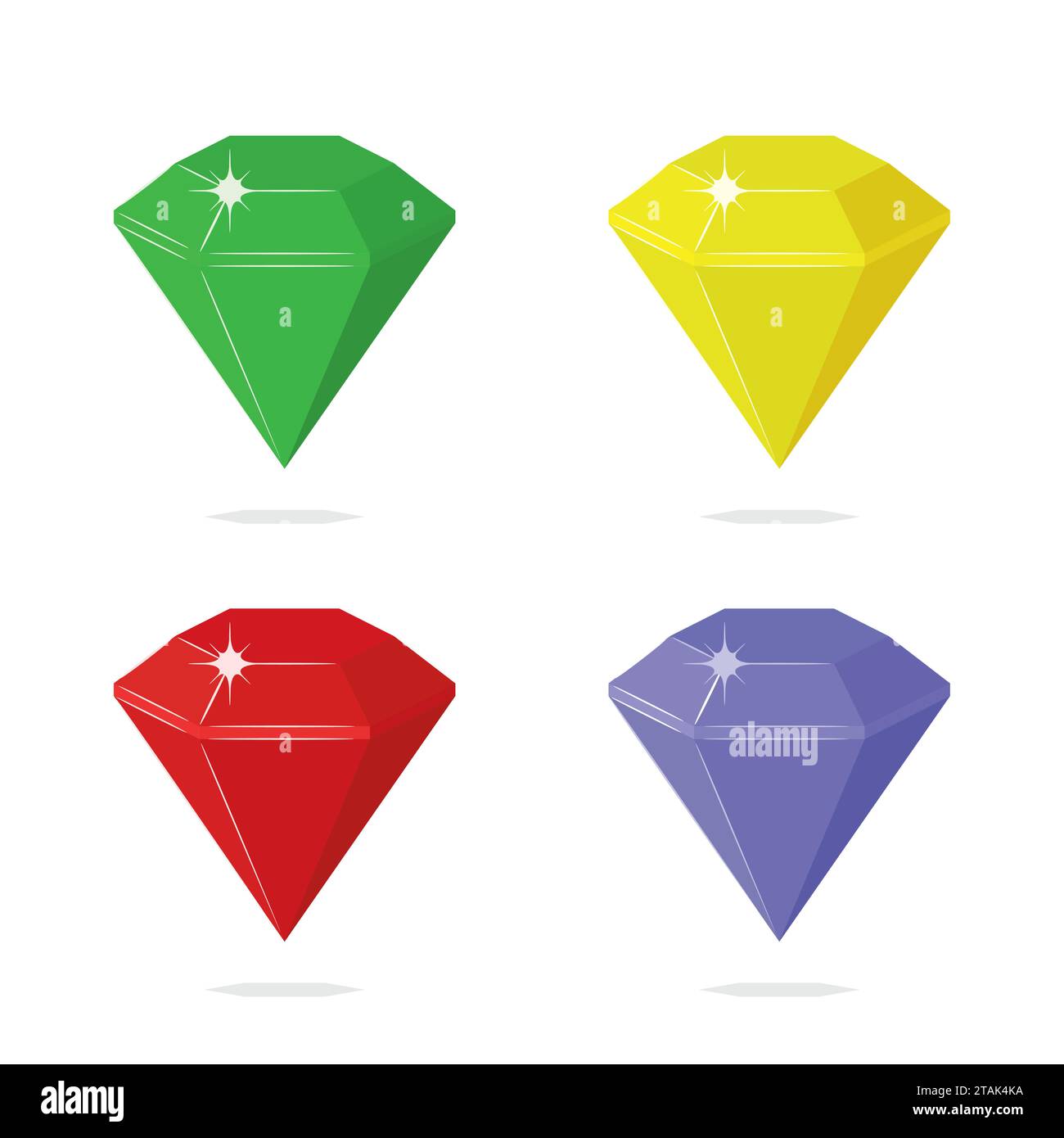 Gems and diamonds icons set in different colors on the white background ...
