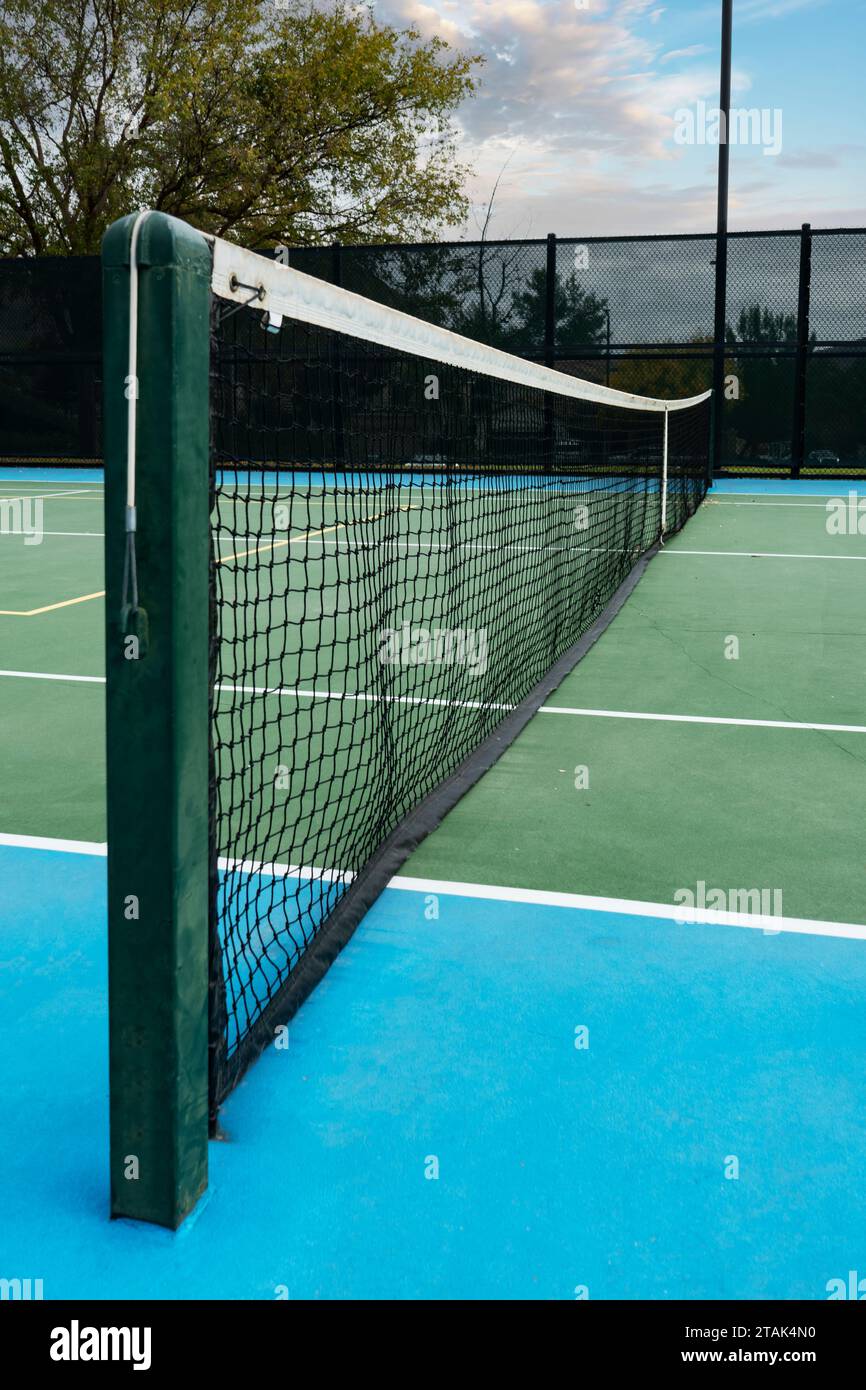 A low angle view of net stretching across a tennis court Stock Photo ...